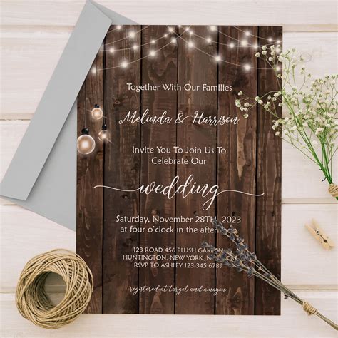 Rustic Wedding Invitation Template Rustic Wood And Mason Etsy