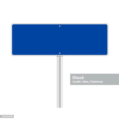 도로 파란색 교통 표지판 모형 텍스트 정보 및 방향을위한 장소가있는 빈 보드 흰색 배경에서 격리된 벡터 그림입니다 간판에 대한 스톡 벡터 아트 및 기타 이미지 Istock