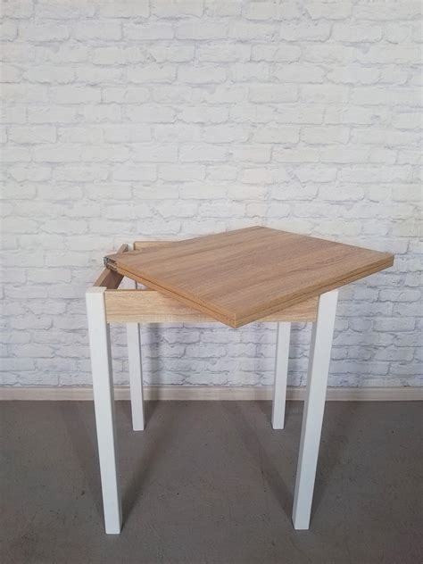 ᐉ Обеденный стол Smart раскладной ножки деревянные 60х50х75 см Дуб сонома Белый 0004 • Купить