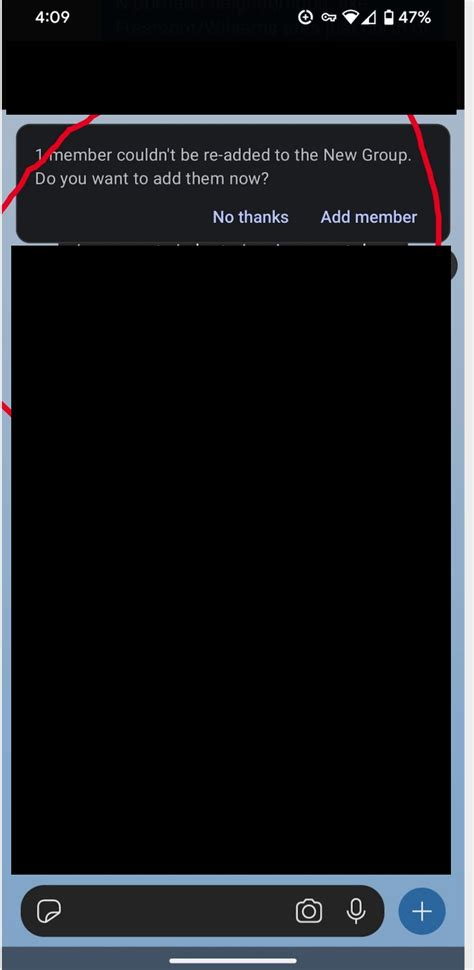 Undismissable Dialogue Member Couldnt Be Re Added To New Group Do You Want To Add Them Now