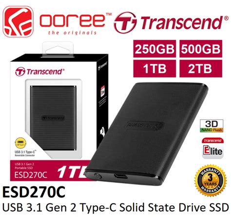 TRANSCEND ESD C USB GEN PORTABLE SSD D NAND EXTERNAL SOLID STATE DRIVE WITH TYPE C INPUT