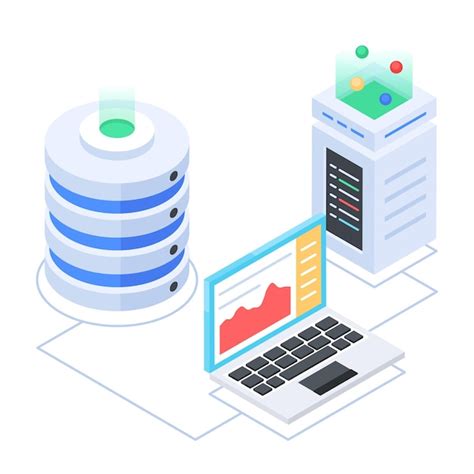 데이터베이스 관리 아이소메트릭 아이콘 세트 프리미엄 벡터