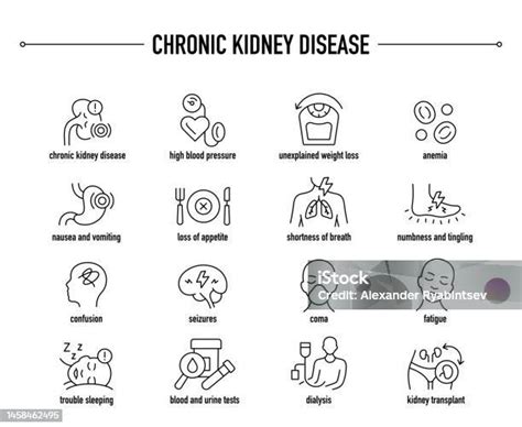 만성 신장 질환 벡터 아이콘 세트입니다 라인 편집 가능한 의료 아이콘 투석에 대한 스톡 벡터 아트 및 기타 이미지 투석