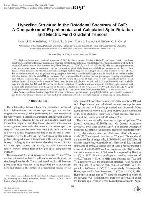 Pdf Hyperfine Structure In The Rotational Spectrum Of Gaf A Comparison Of Experimental And
