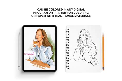 Coffee Lover Girl Procreate Tutorial Procreate Coloring Book Coloring Page Adult Coloring