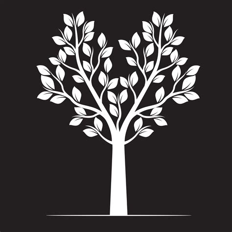 White Tree With Leaves Vector Outline Illustration Plant In Garden Vector Art At Vecteezy