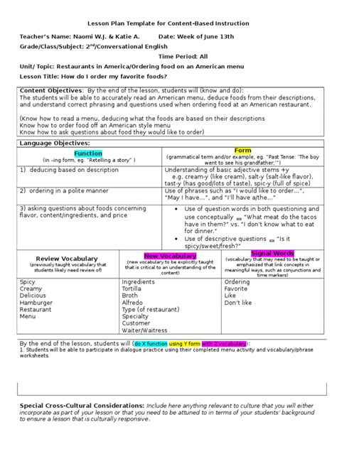 Cbi Lesson Plan Template Filled Pdf Educational Assessment Menu