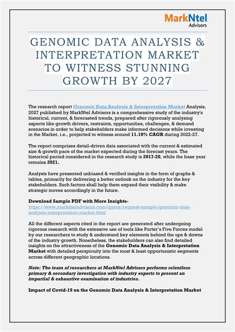 Ppt Genomic Data Analysis And Interpretation Market To Witness Stunning