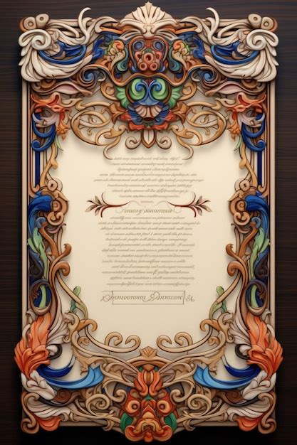 Ornate Decorative Frame With Scrollwork And Floral Motifs Premium Ai Generated Image