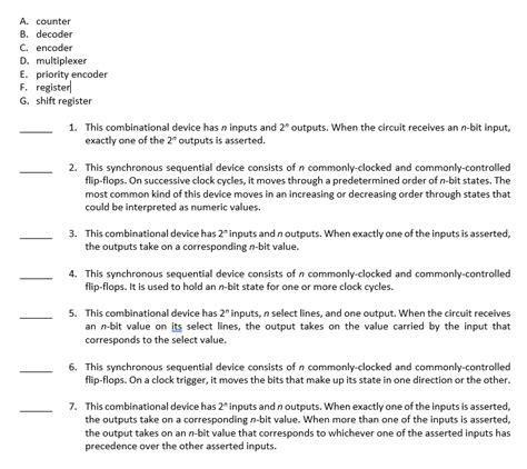 solved a counter b decoder c encoder d multiplexer e