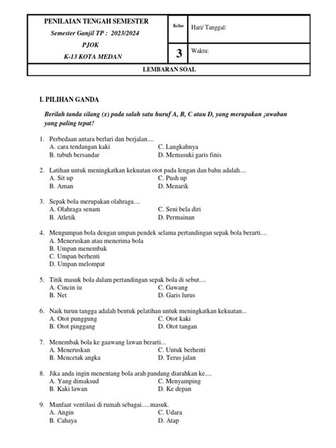Soal Pjok Kelas 3 Pdf