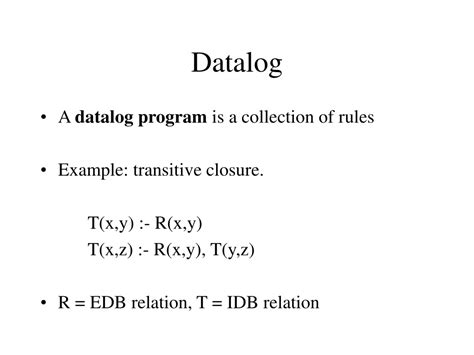 Ppt Datalog Programming Syntax Semantics And Examples Powerpoint
