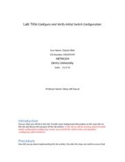 NETW204 Lab Report Clayton Blair Lab Title Configure And Verify