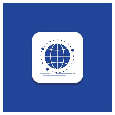 Blue Round Button For Data Global Internet Network Web Glyph Icon