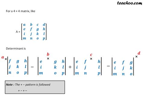 Finding Determinant Of A 2x2 3x34x4 Matrix With Examples Teachoo