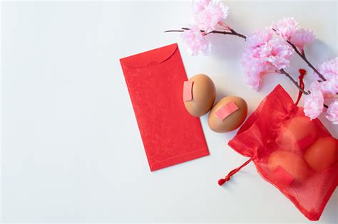 중국 설날 플랫은 다양한 축제 장식과 흰색 배경을 누워 부 번영과 행운을 기원 복사 공간 0명에 대한 스톡 사진 및 기타 이미지 Istock