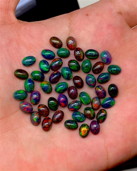 Ethiopian Black Opal Cabochon Lot Oval Jewelry Making Stones Etsy