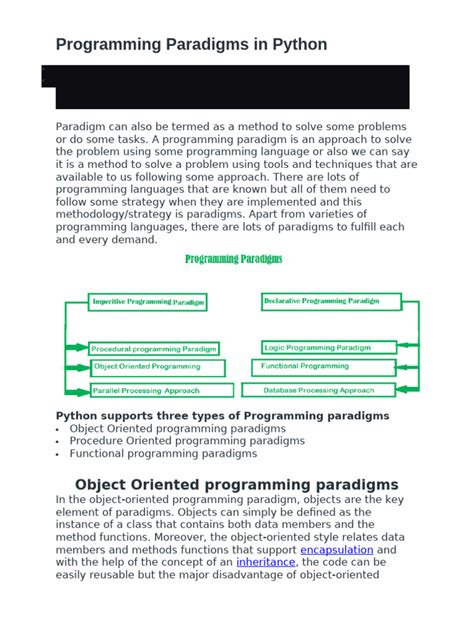 Programming Paradigms In Python Pdf Object Oriented Programming Programming Paradigms