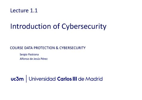 Lecture 11 Principles Of Cybersecurity Course Data Protection And Cybersecurity Introduction Of