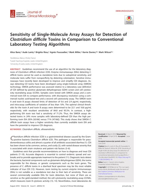 Pdf Sensitivity Of Single Molecule Array Assays To Detect Clostridium