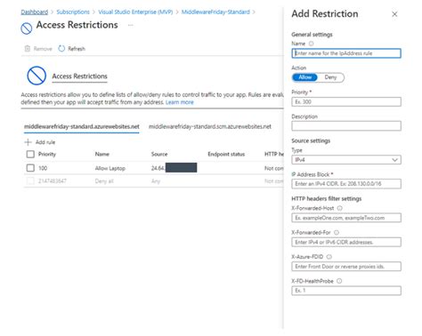 blocking inbound ip addresses in azure logic apps standard