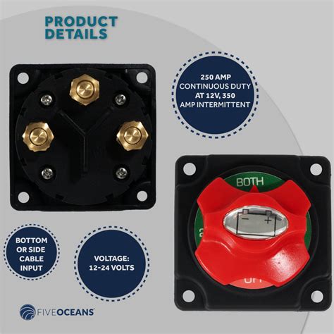Boat Dual Battery Disconnect Switch Off 1 2 Both 250 Amp 12 24v