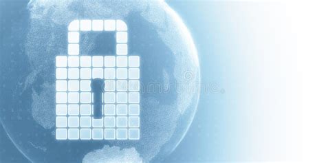 Glowing Globe With White Safety Padlock On Light Background With Mock