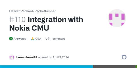Integration With Nokia Cmu · Hewlettpackard Packetrusher · Discussion 110 · Github