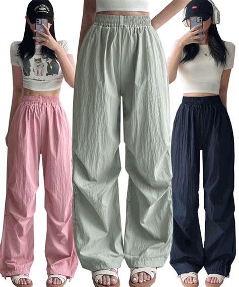 💖3일특가💖[1 1할인 여름 8col 당일] 나일론 파라슈트 투웨이 스트링 와이드 롱 여름 바스락 쿨 팬츠 에이블리