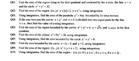 Application Of Integrals Worksheet Pdf