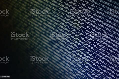 Computer Data Matrix Vertical Digital Binary Code Moving Motion Downward Light Up Blue One And