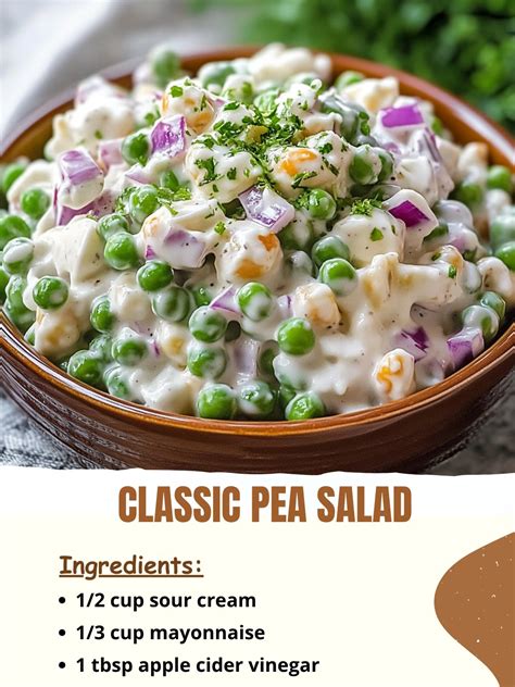 Recipes Classic Pea Salad Ingredients 1 2 Cup Sour Cream 1 3 Cup
