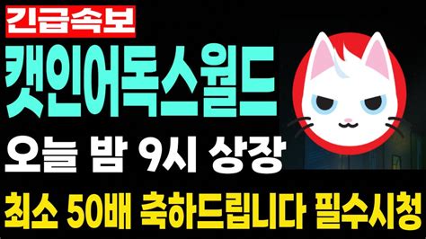 캣인어독스월드코인 Mew 긴급속보 오늘 밤 9시 상장 최소 50배 축하드립니다 필수시청 코미녀tv Youtube