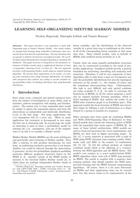 Pdf Learning Self Organizing Mixture Markov Models