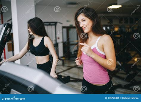 Two Athletic Girls In The Gym Stock Image Image Of Adult Muscle