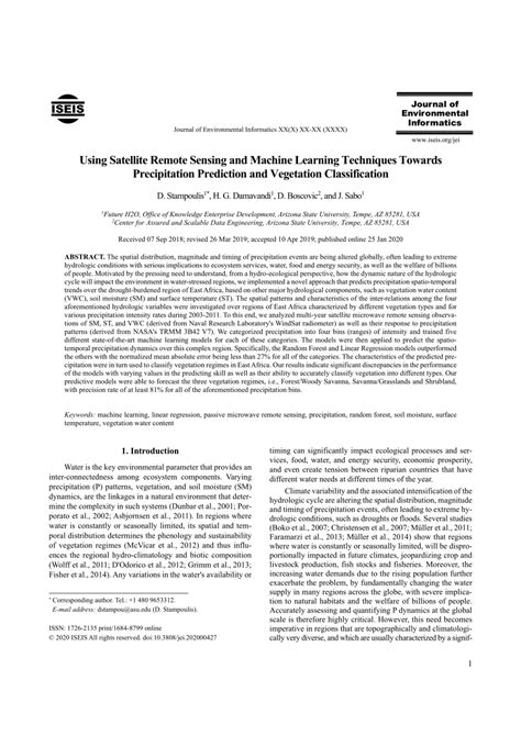 Pdf Using Satellite Remote Sensing And Machine Learning Techniques Towards Precipitation