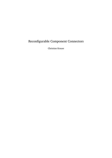 Pdf Reconfigurable Component Connectors