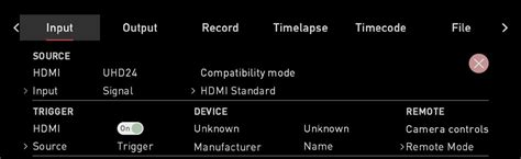 Input Menu Remote Support Atomos