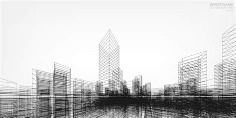 Premium Vector Wireframe City Background Perspective 3d Render Of Building Wireframe Vector