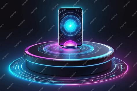 Smartphone And Hologram Projector Futuristic 3d Cellphone Concept With