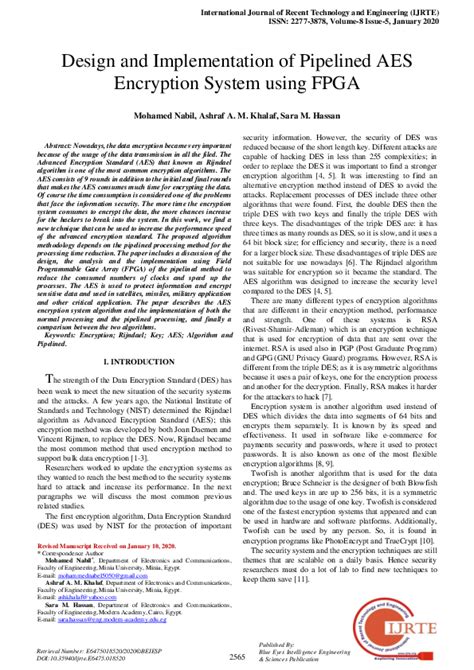 Pdf Design And Implementation Of Pipelined Aes Encryption System