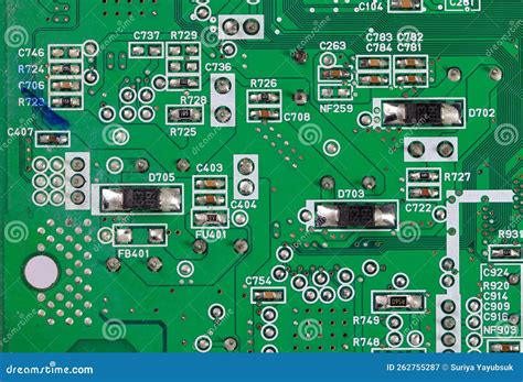 Computer Printed Circuit Board With Electronic Components Stock Image