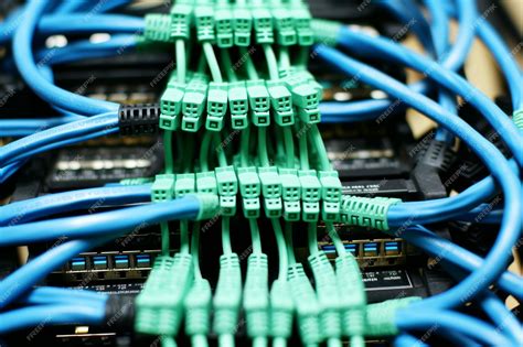 Premium Photo Ethernet Cables Connected To Server Rack For Network Connectivity And Data