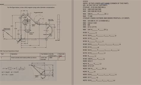 Solved Name For The Figure Below Write A Cnc Program Using