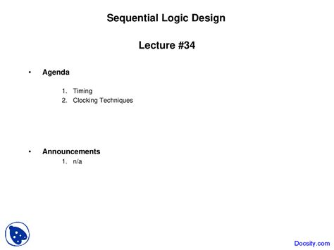 Clocking Techniques Sequential Logic Design Lecture Slides Docsity
