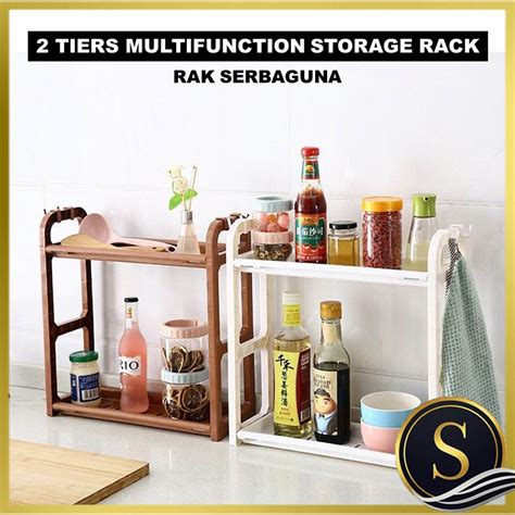 2 Tier Multifunction Storage Rack Organizer Shelf Kitchen Everywhere