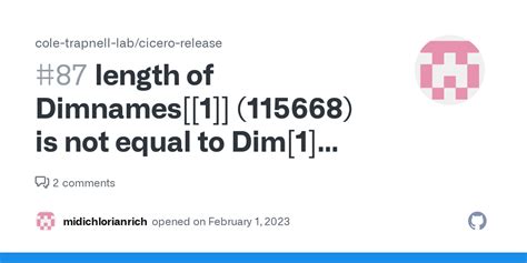 Length Of Dimnames 1 115668 Is Not Equal To Dim 1 147955
