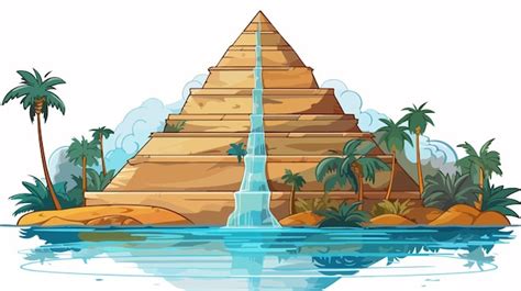 пирамиды с пальмами на заднем плане Премиум Ai сгенерированный вектор