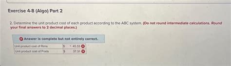 Solved Exercise 4 8 Algo Computing Abc Product Costs