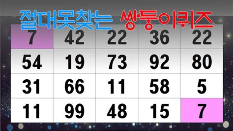 같은숫자찾기절대 못찾는 쌍둥이퀴즈치매예방두뇌훈련퀴즈숫자퀴즈집중력향상자신감향상인지능력개관찰력향상스트레스감소 Youtube